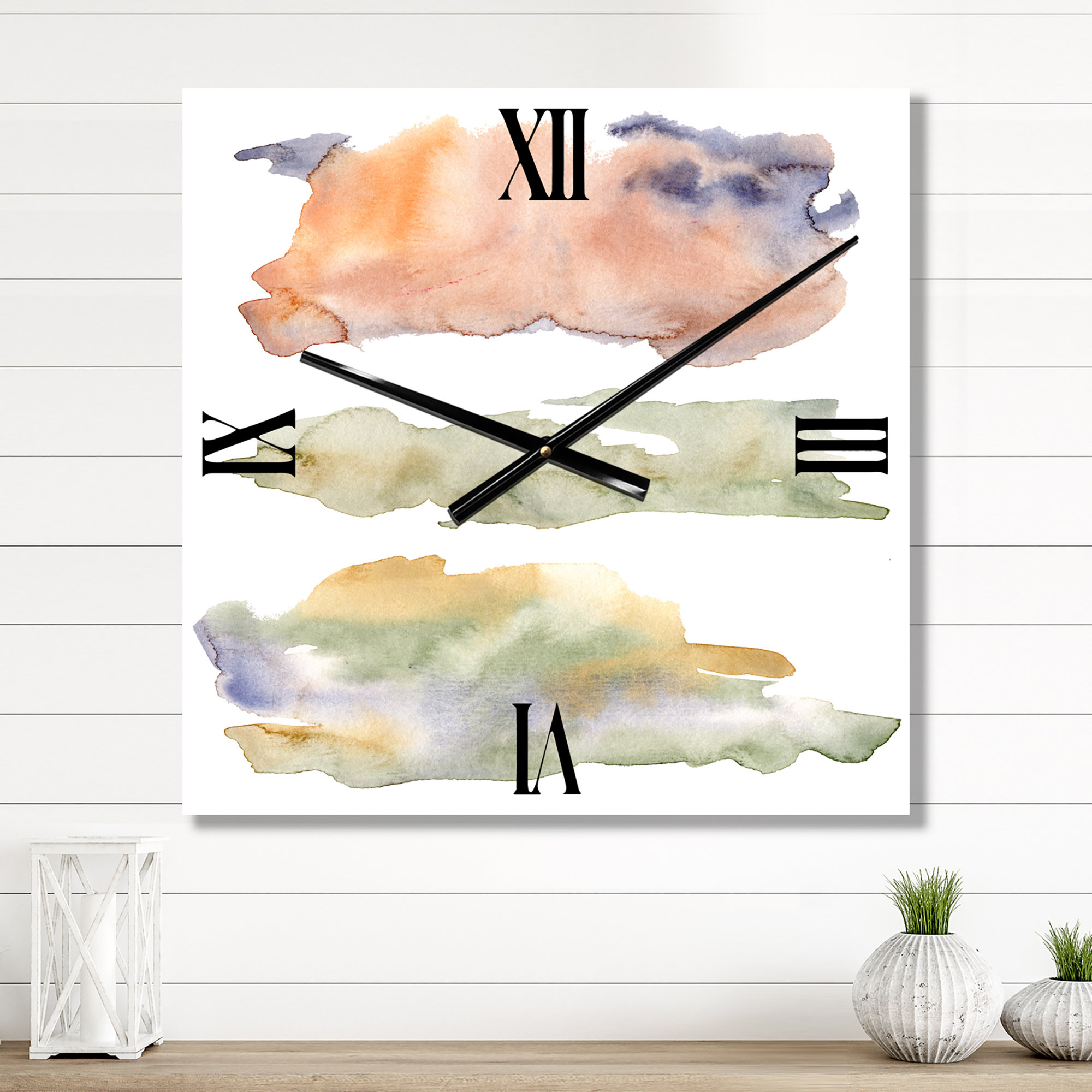 East Urban Home Abstract Orange Beige Green and Blue Clouds - Modern ...