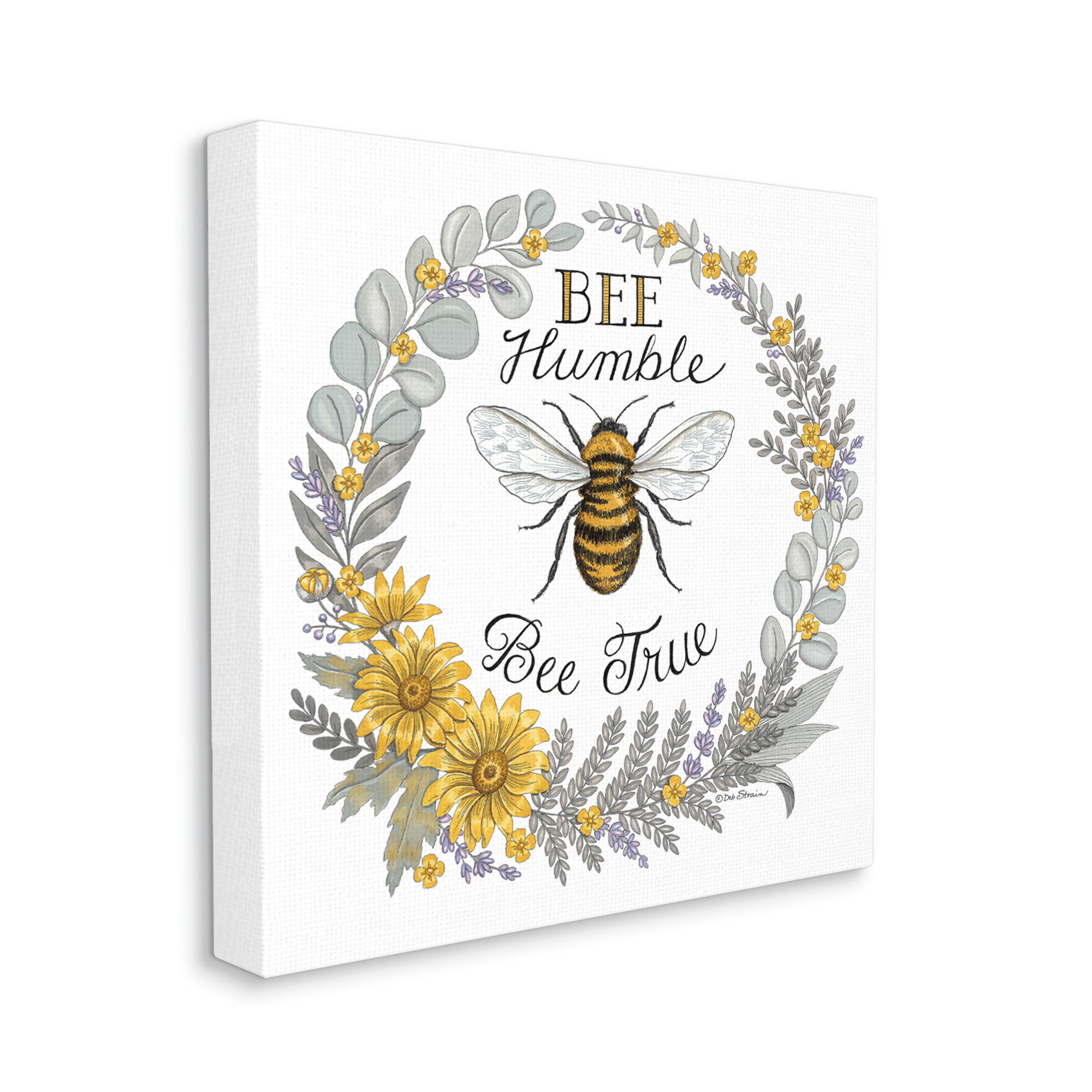 Stupell Industries Bee Humble & True Encouraging Insect Floral Border ...