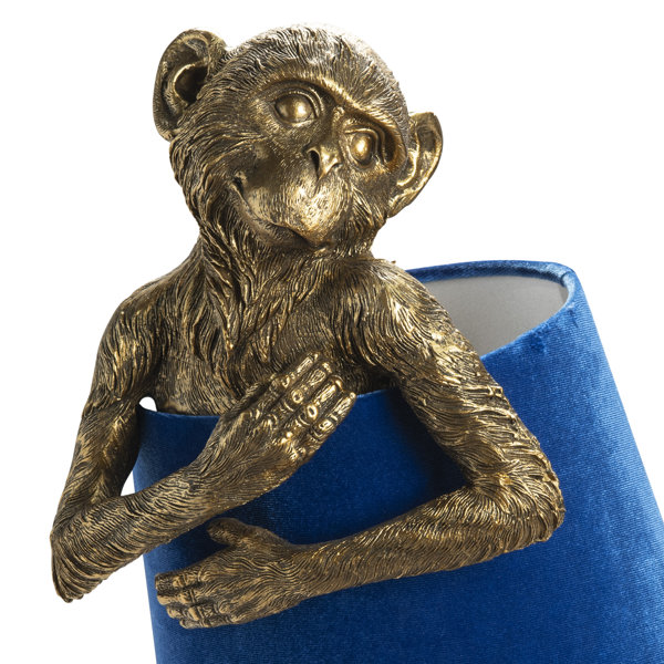 The Twillery Co.® Chester 21" Resin Gold Monkey Table Lamp with Velvet ...