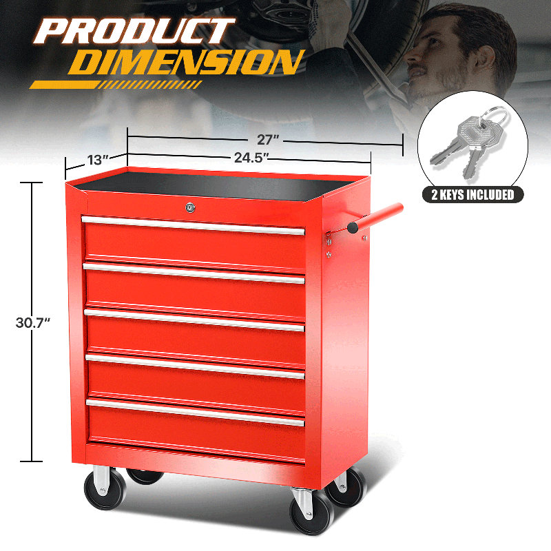 WFX Utility™ 5-Drawer Locking Rolling Tool Chest Heavy-Duty 440 Lbs ...