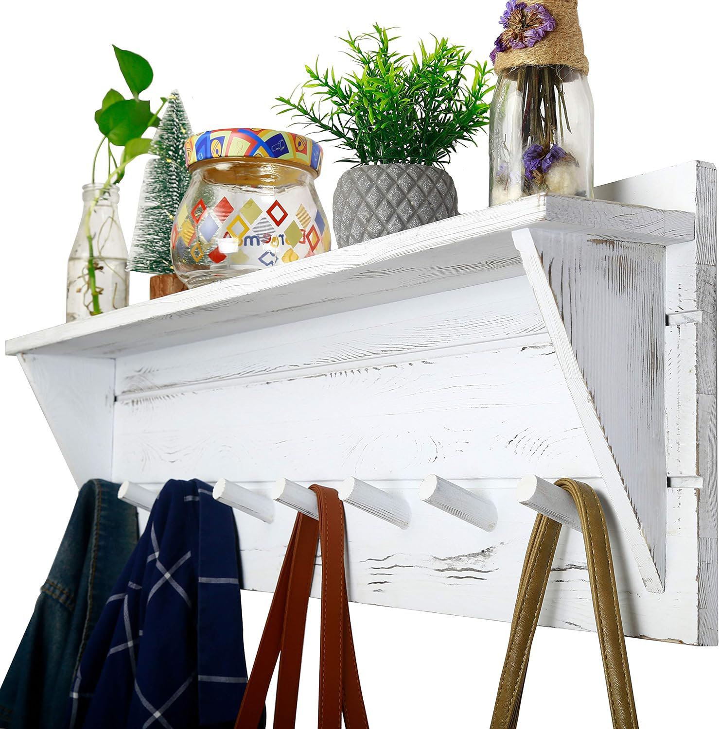 MCKINNON HOME FURNISHINGS, INC. Coat Rack Wall Mount With Shelf,8 Peg ...