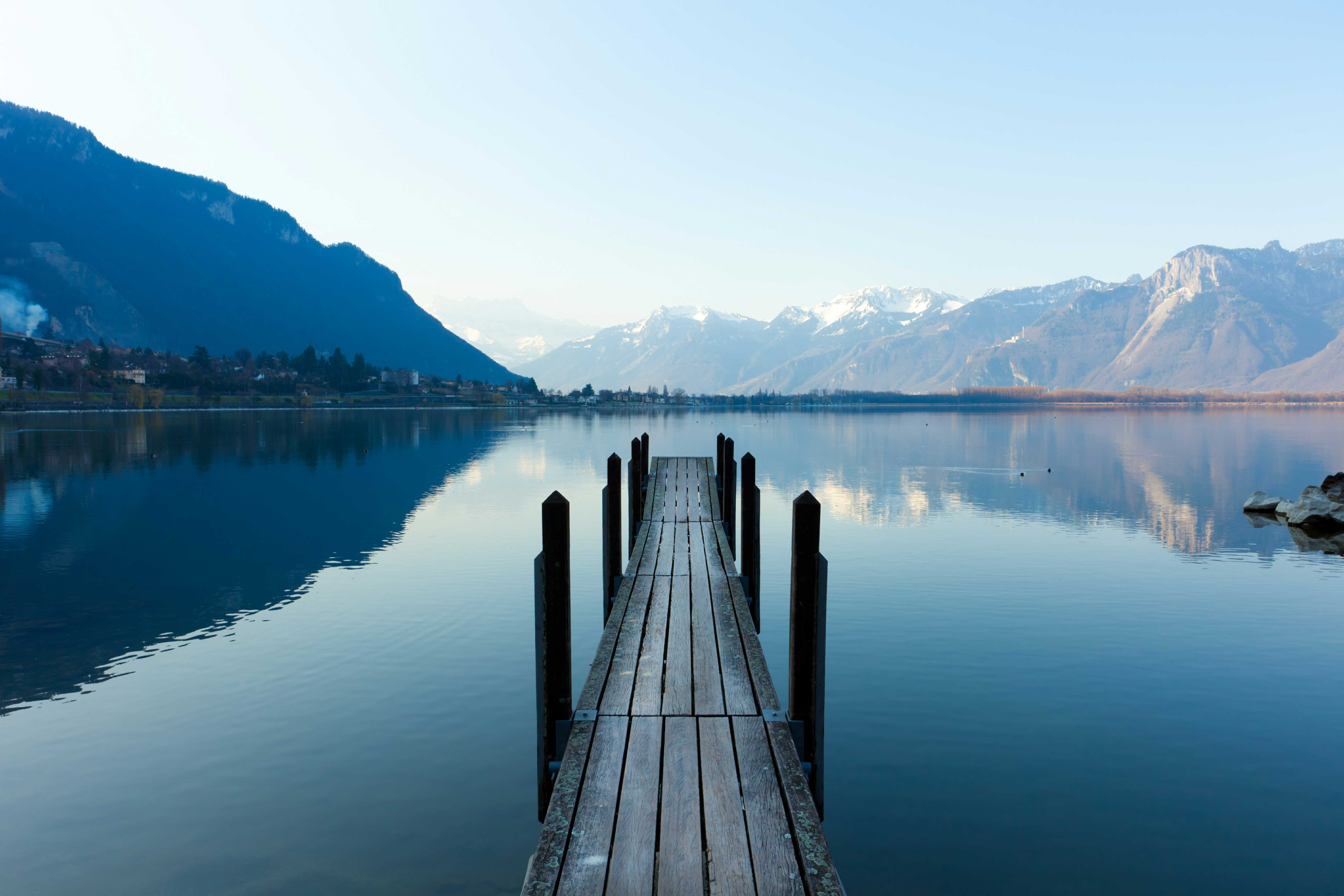 Millwood Pines Tranquil Lake and Mountains by Xenotar - Wrapped Canvas ...