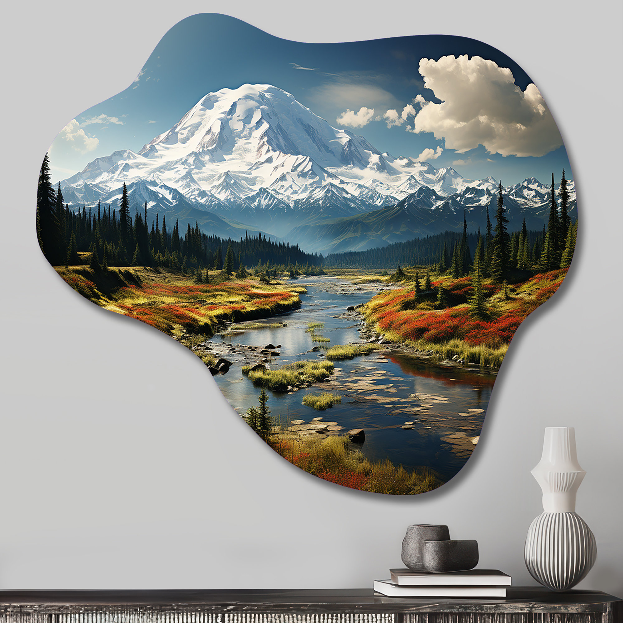 Design Art USA Majesty Mount Rainier - Usa Asymmetrical Metal Wall Art ...