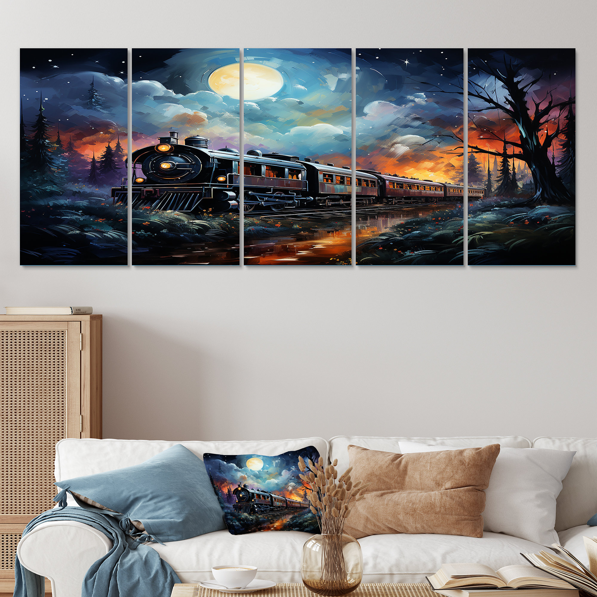 Lark Manor™ Orange Moonlight Countryside Train Journey II ...