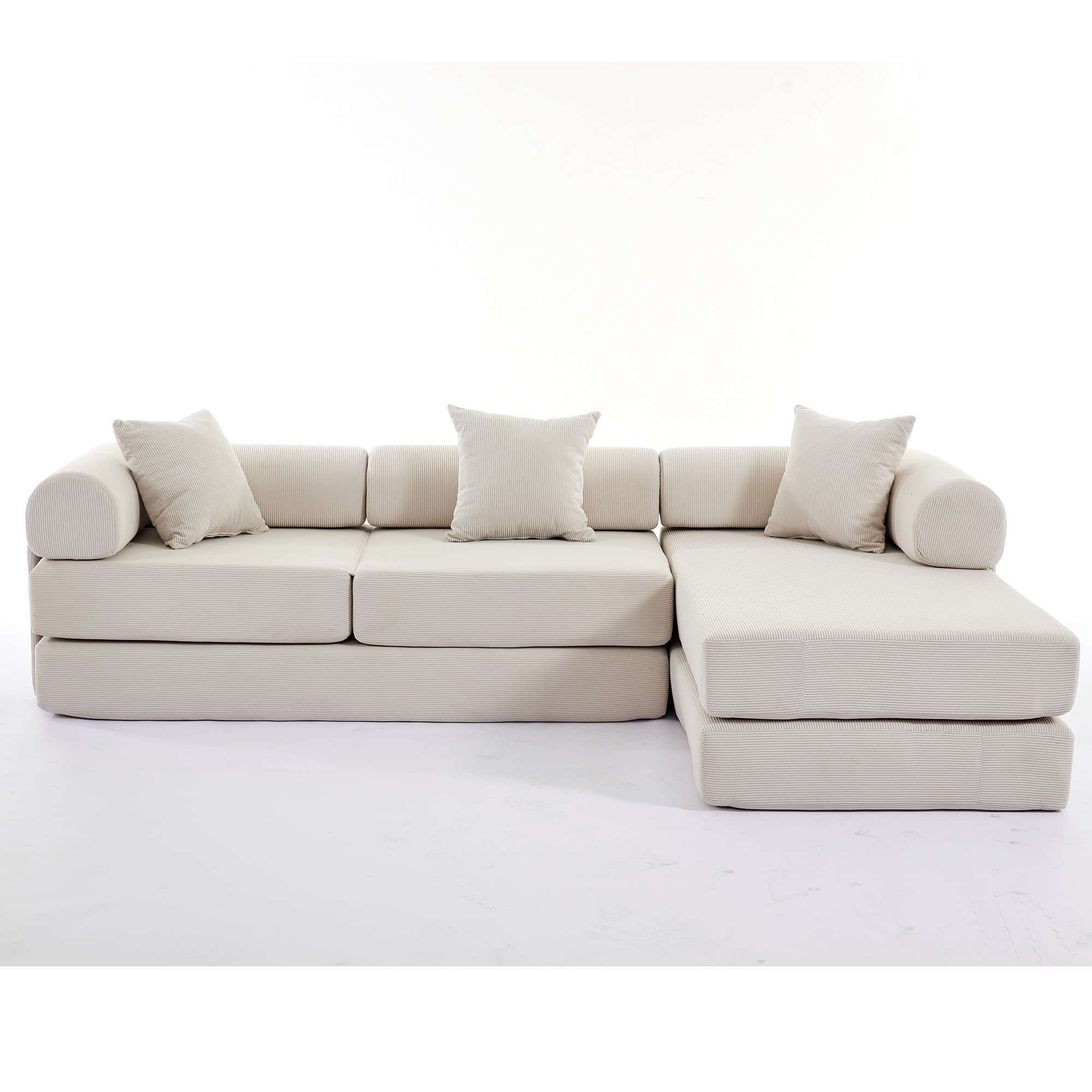 Latitude Run® Convertible Modular Sofa With Corduroy Fabric Modern L ...