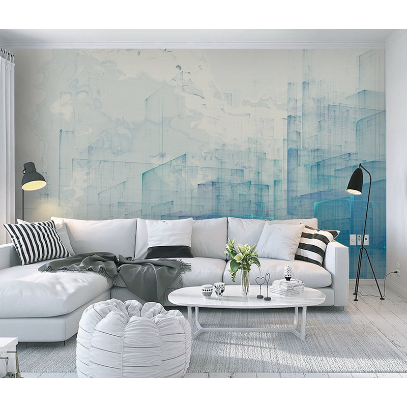 17 Stories Callida Abstract Blue Cityscape Modern Removable Textured ...