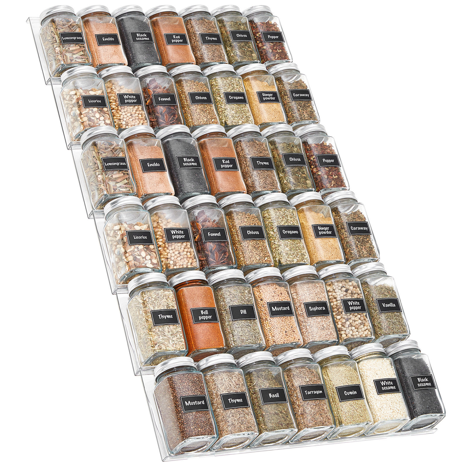 Prep & Savour Plastic Adjustable Spice Drawer Organizer, Expandable ...