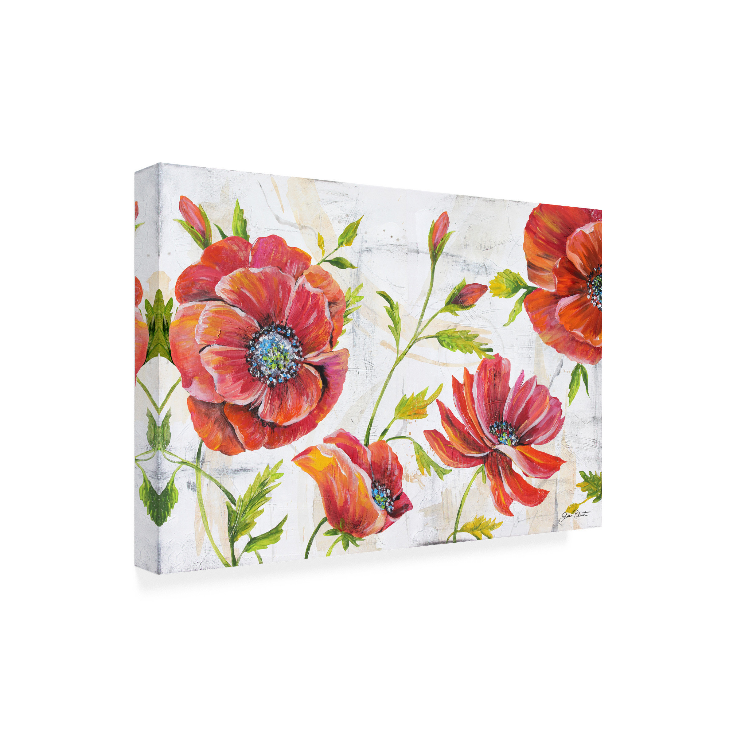 Winston Porter Jean Plout Red Poppies On Texture A Canvas Art - Wayfair ...