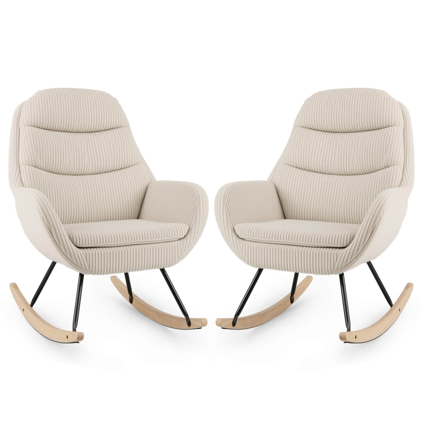Latitude Run® 2 PCS Upholstered Rocking Chair with Padded Backrest ...