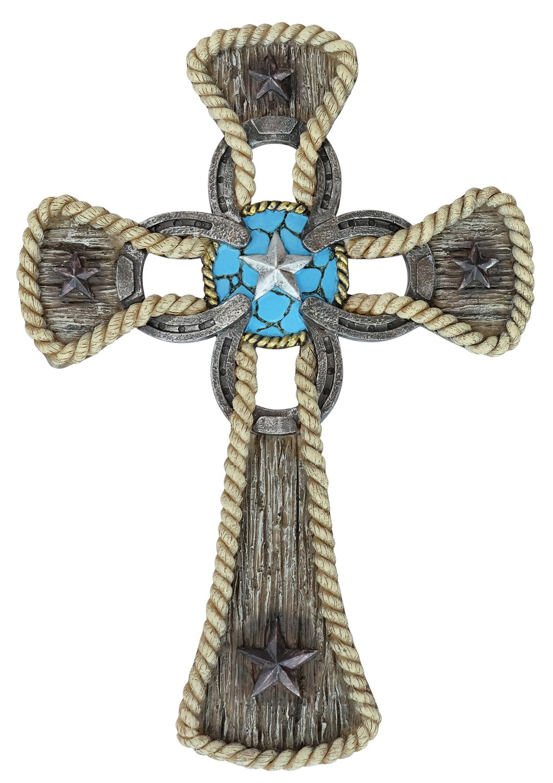 De Leon Collections Polyresin Distressed Wood with Rope Border and ...