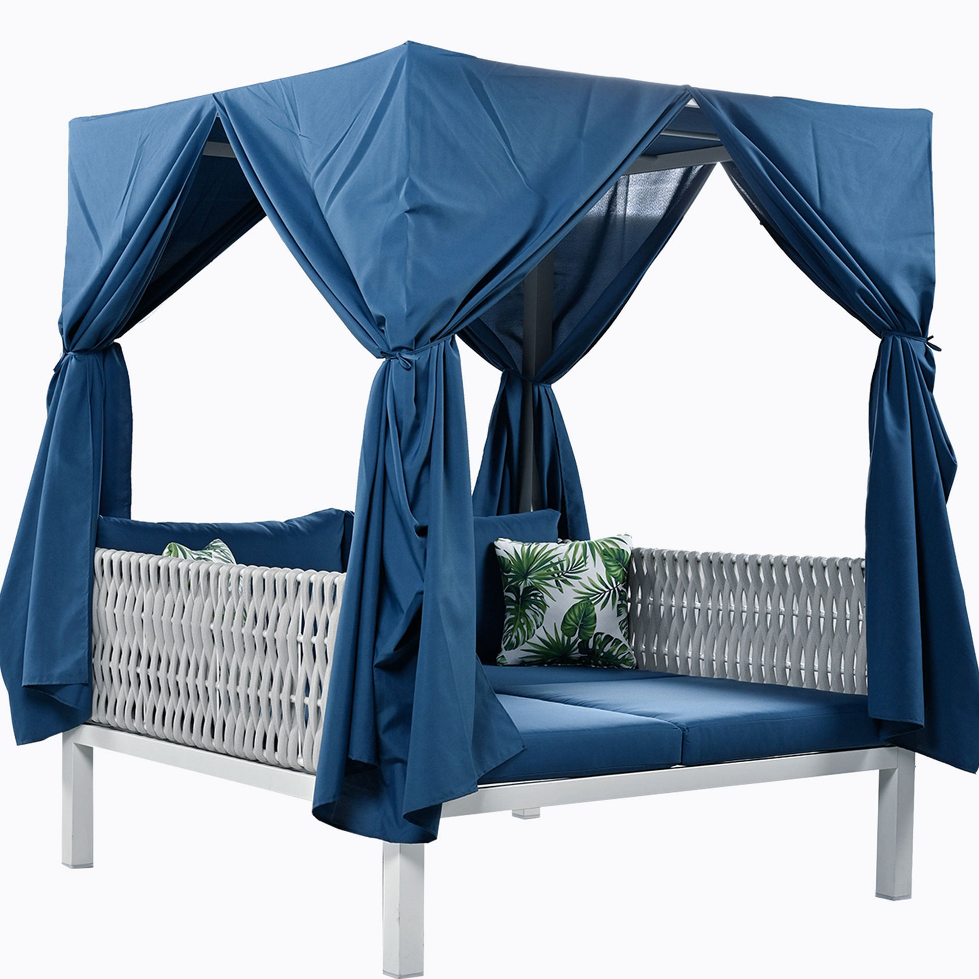 Latitude Run® Outdoor Patio Sunbed With Curtains | Wayfair
