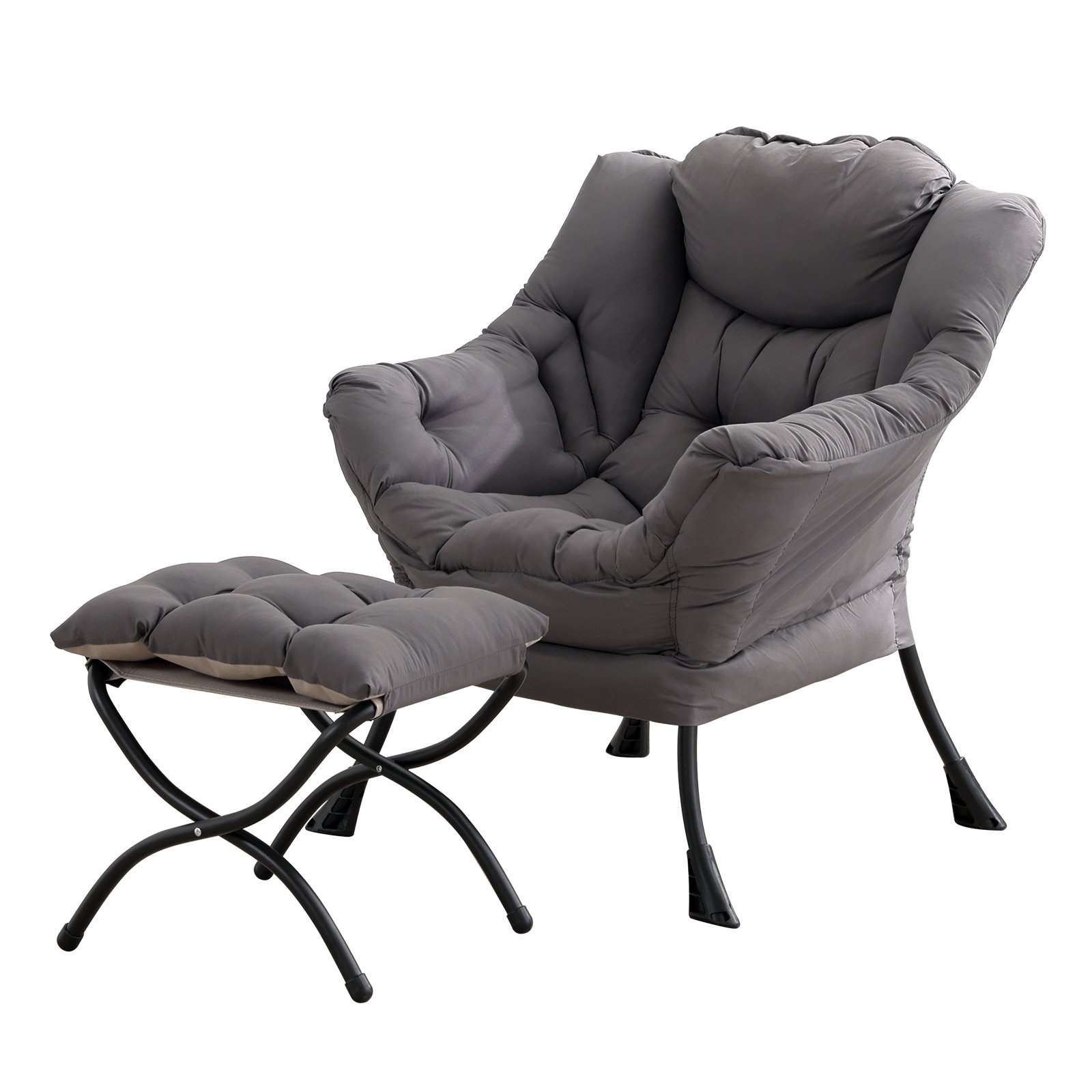 Grovelane Abramson Lazy Chair with Ottoman, Modern Lounge Accent Chair ...