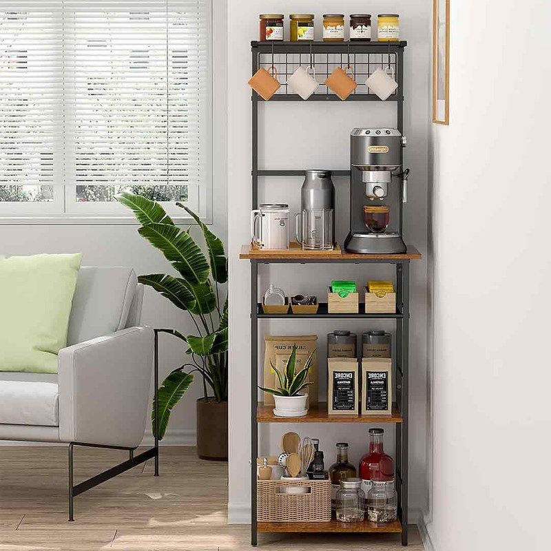 17 Stories 5 Tier Bakers Rack, Coffee Stand Station, Farmhouse Corner ...