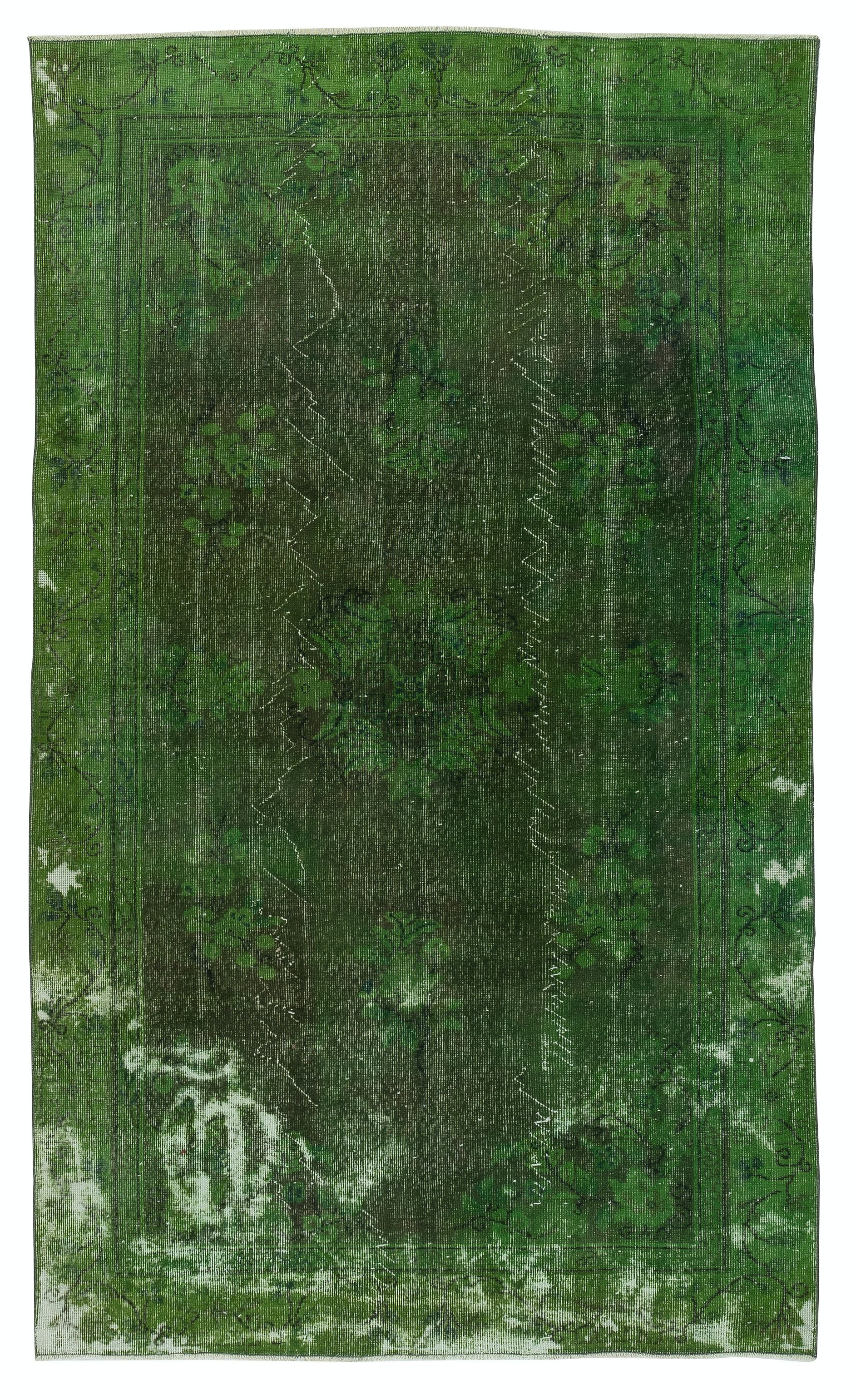 Bungalow Rose 5.4x9 Ft Shabby Chic Handmade Rug in Green Color ...