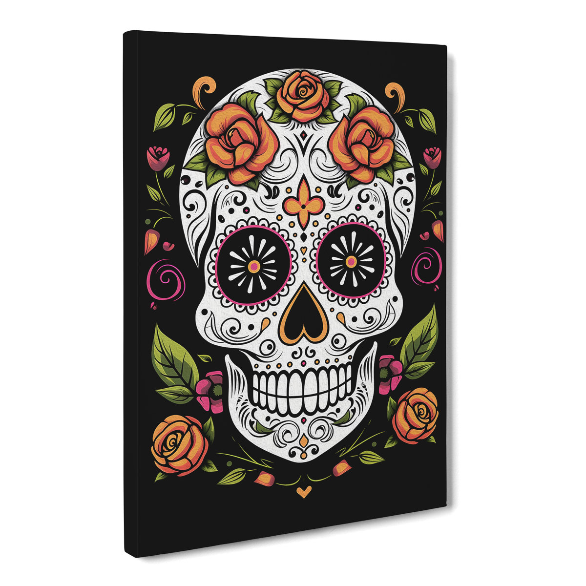 Happy Larry Sugar Skull Line Art - Wrapped Canvas | Wayfair.co.uk