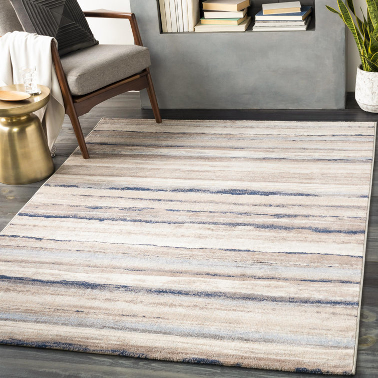 Beachcrest Home Behan Striped Medium Gray/Tan/Camel Rug & Reviews | Wayfair