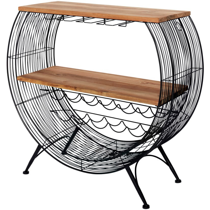 Wine Enthusiast Cork Catcher Accent Table With Wine and Stemware Racks ...