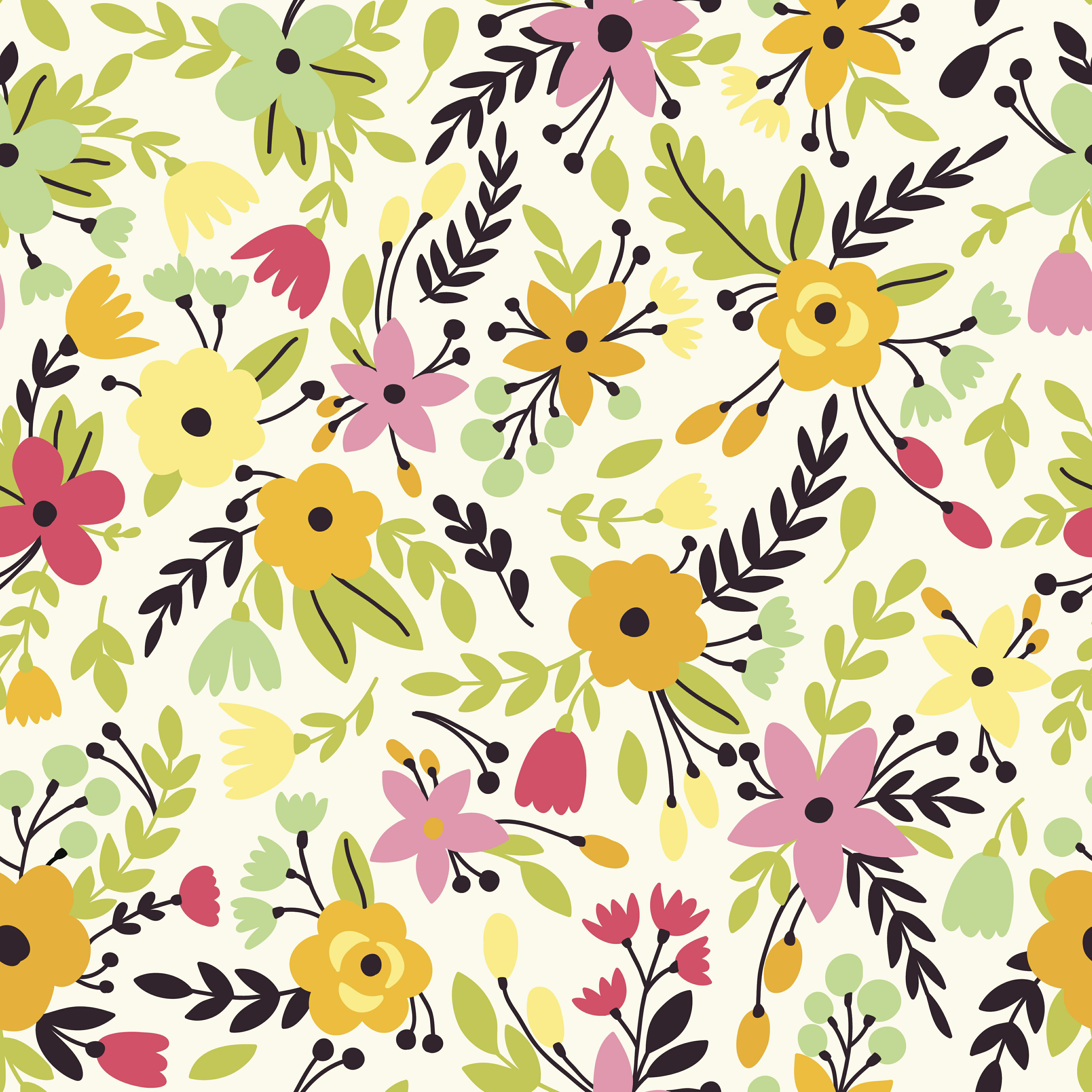 Winston Porter Pattern With Flowers by Maria_Galybina - Wrapped Canvas ...