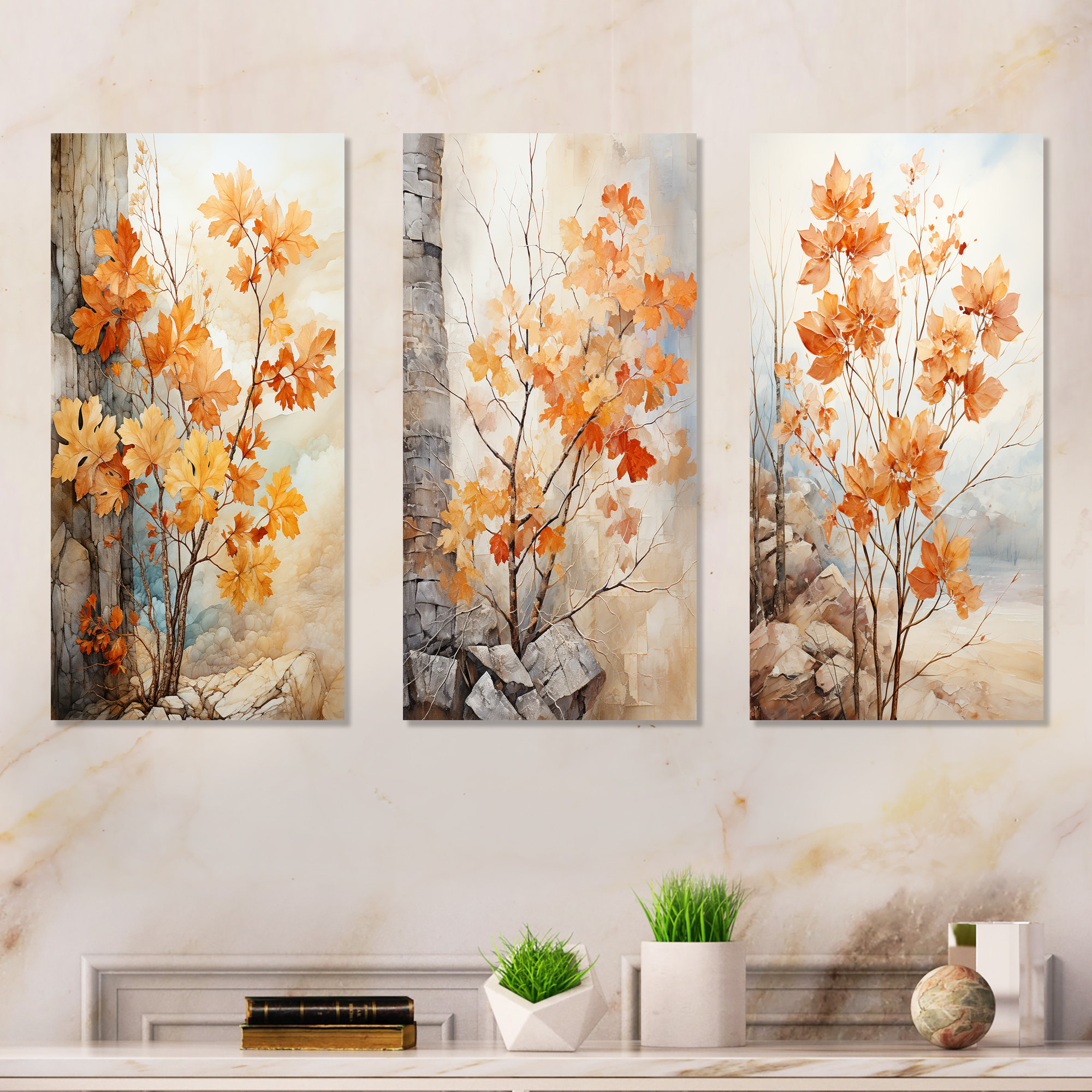 Red Barrel Studio Abstract Foliage Peach Maple Tree - Tree Maple Metal ...