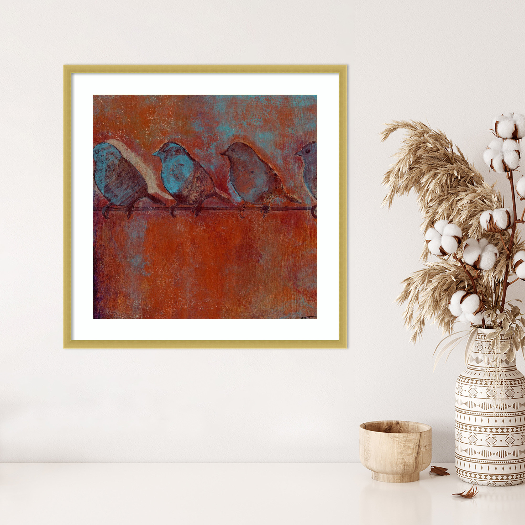 Red Barrel Studio Row of Sparrows I by Norman Wyatt Jr. Wood Framed ...