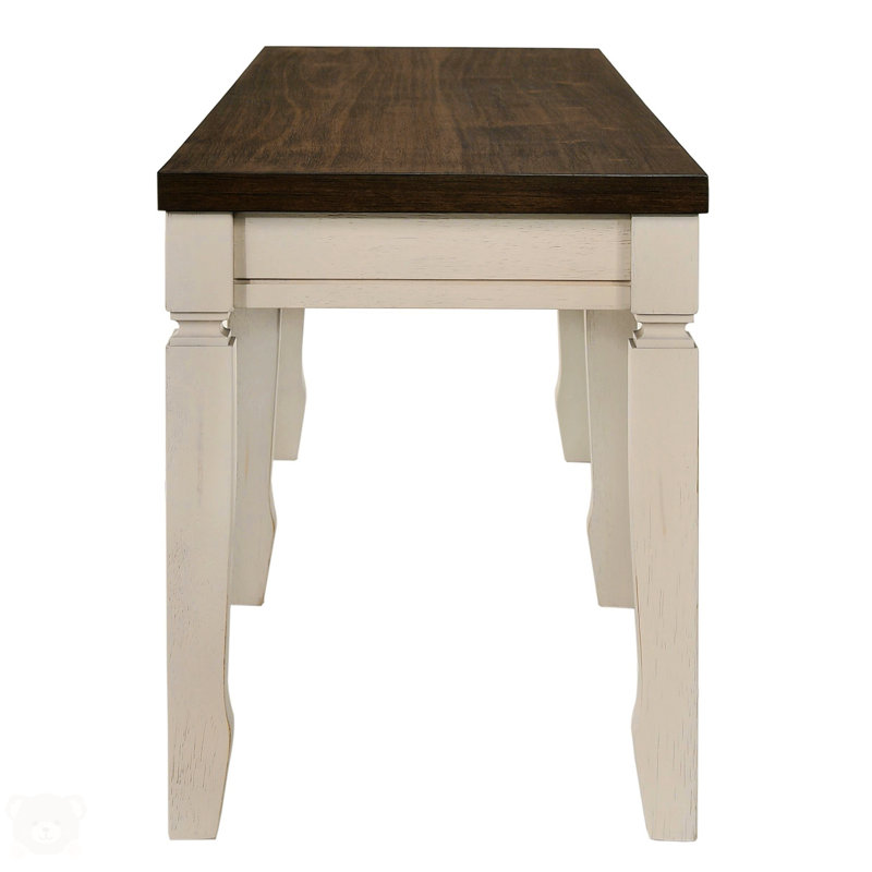 Darby Home Co Weathered Oak And Cream Bench With Tapered Legs | Wayfair