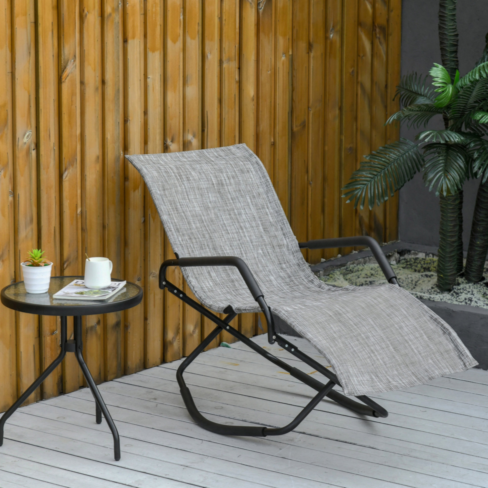 Latitude Run® Rocking Sun Lounger, Chaise Lounge Rocker For Sunbathing ...