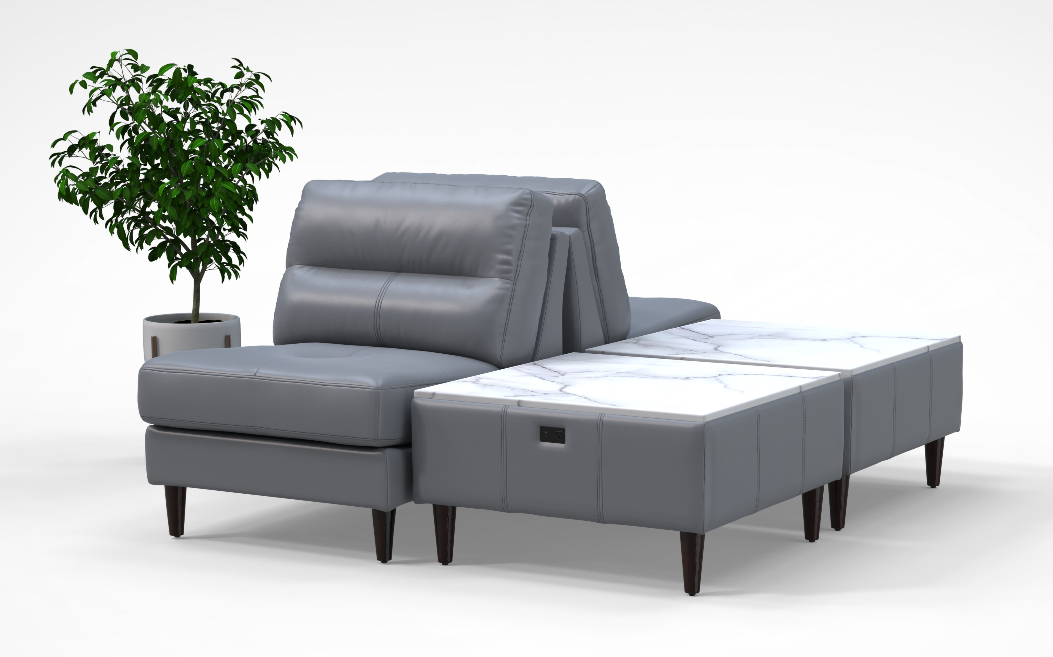 Reunion 2 Person Waiting Room Reception Chairs with Charging Tables Set ...