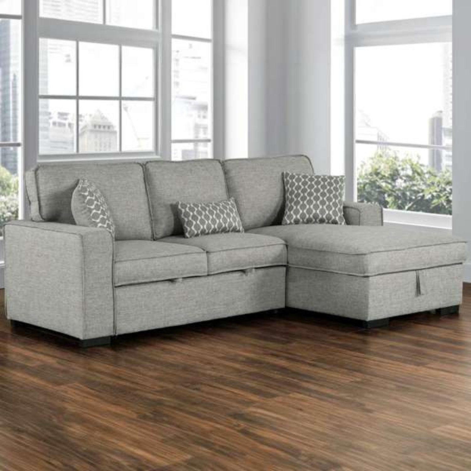 Primo International Wren 95 in. Light Grey 2-piece Right Facing L ...