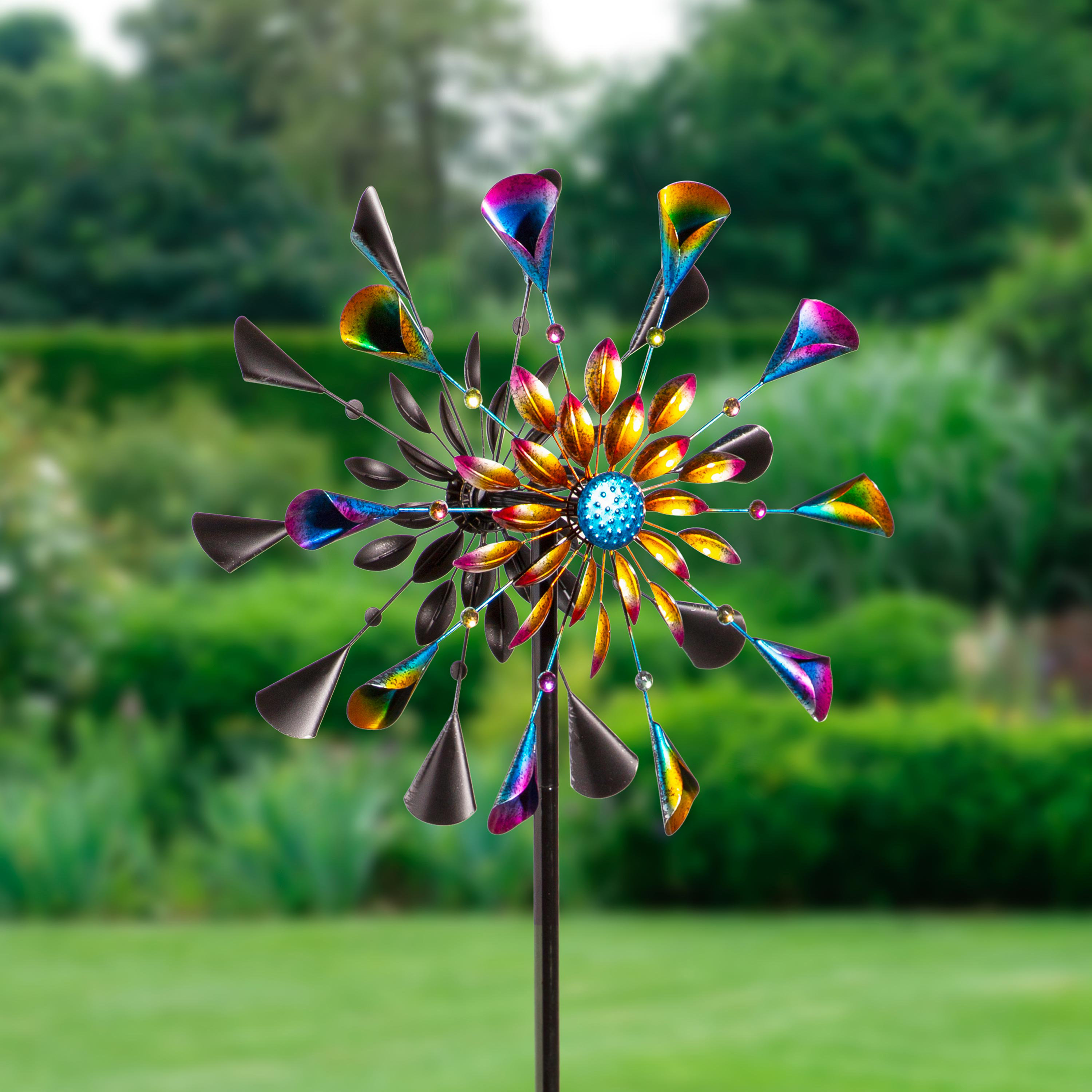 Dakota Fields Metal Wind Spinner, Colorful Calla Lily, 75"H | Wayfair