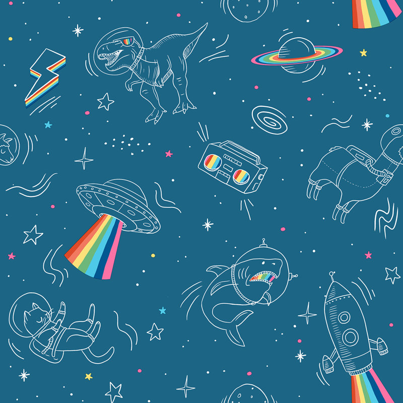 Dakota Fields Space Adventures Blue Wallpaper | Wayfair