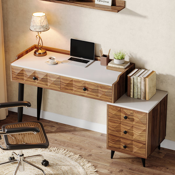 Union Rustic Modern Computer Desk, Extendable Home Office Desk with ...
