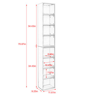 Ebern Designs 8-Tier Media Tower Rack, Storage Cabinet with Adjustable ...