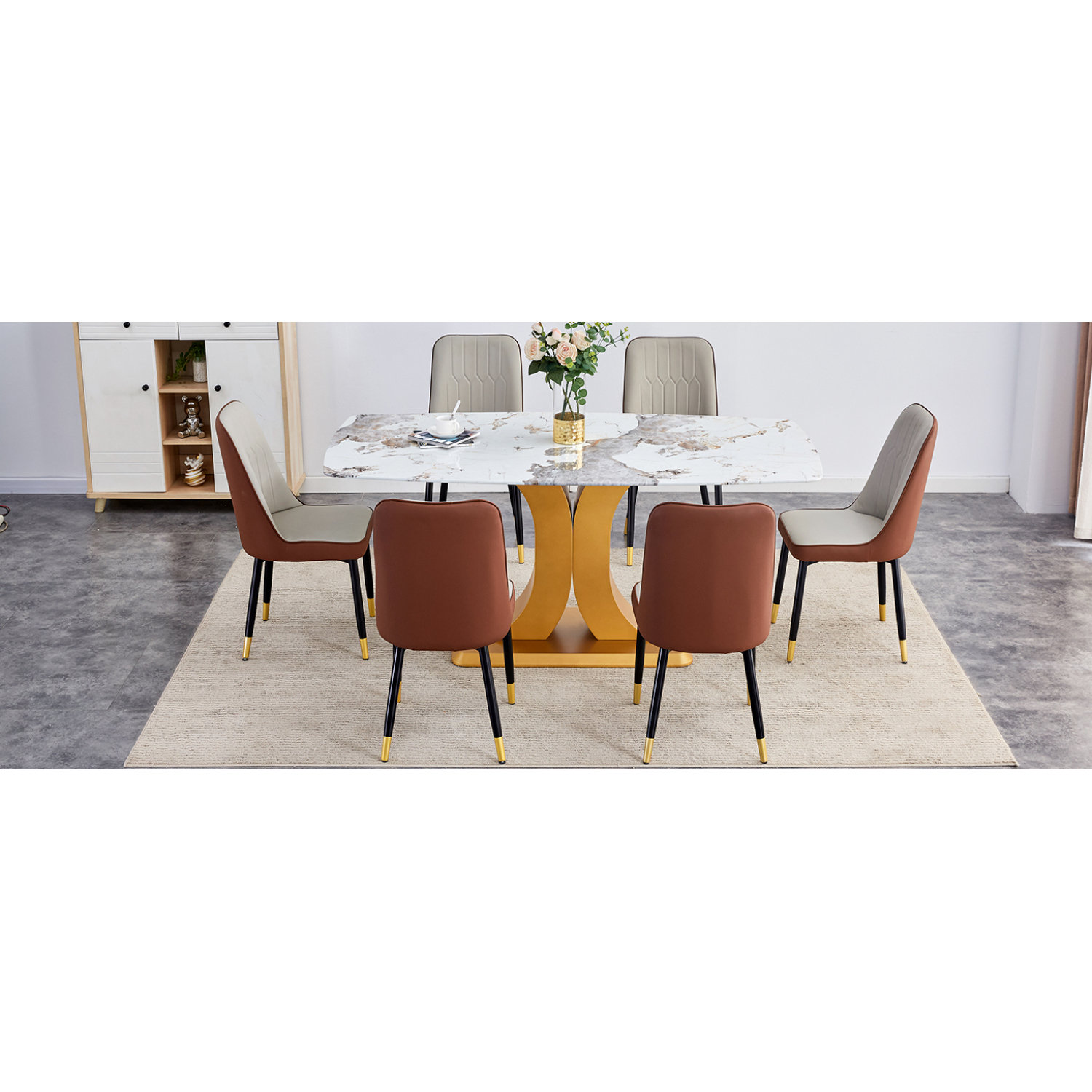 Mercer41 Table And Chair Set.71"X35.4"X30" Luxurious Pandora Patterned ...