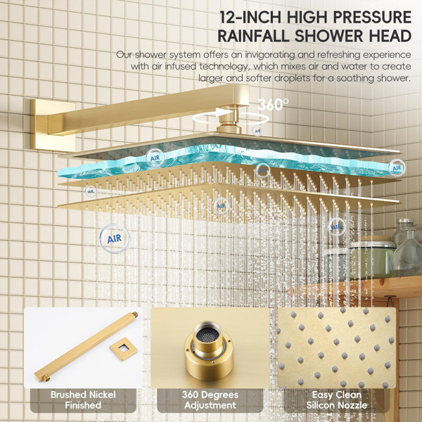 Frontier Grain Premium Shower System With High Pressure 12 Inch Rain ...