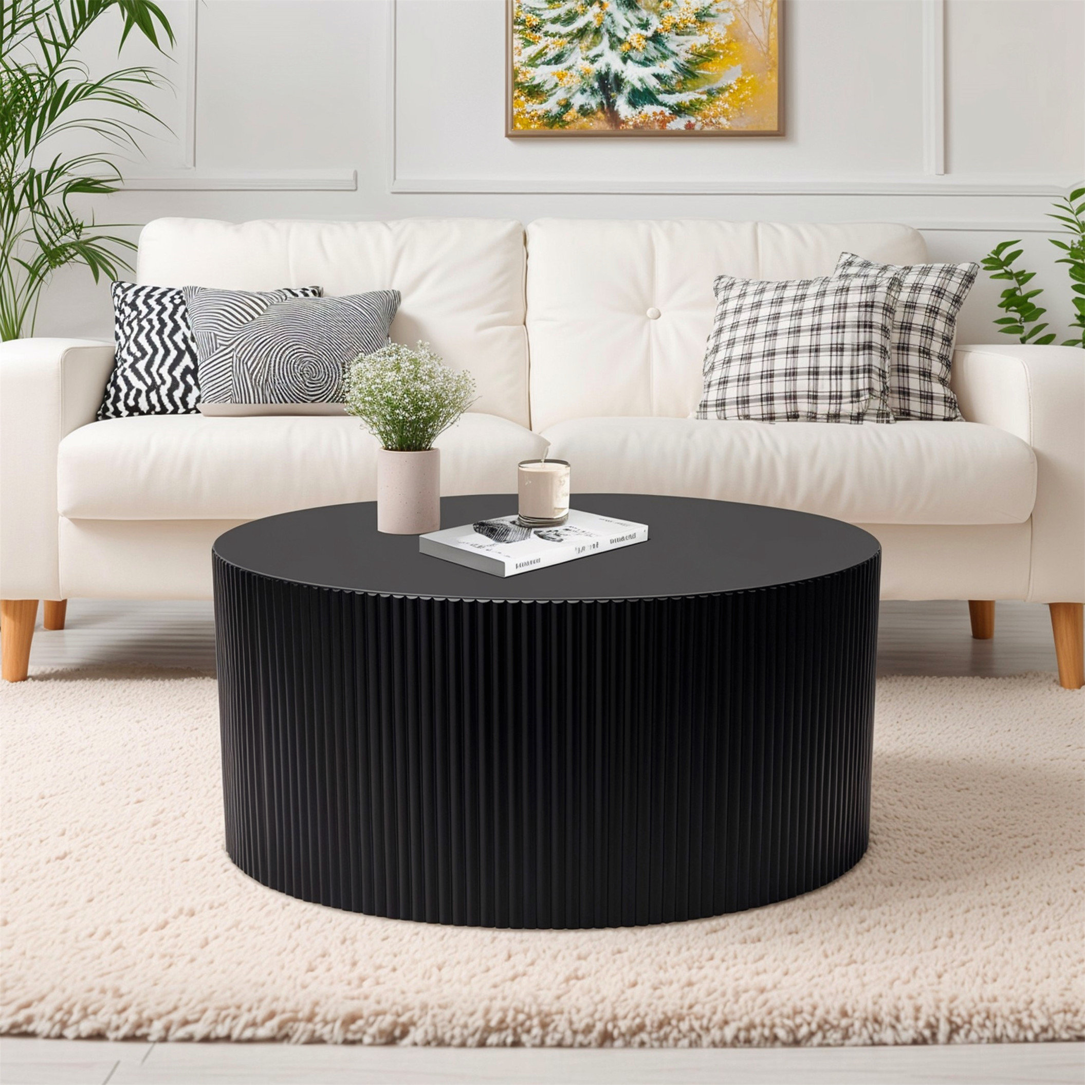 Hokku Designs Minimalist Wave Stripe Coffee Table for Various Rooms ...