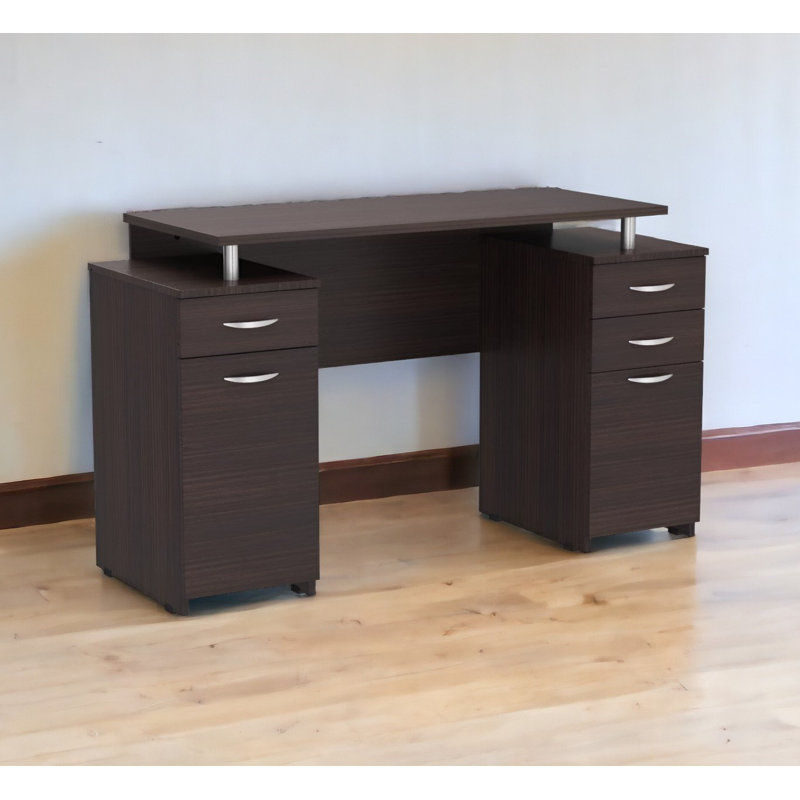 Latitude Run® Kolya 43" Espresso Computer Desk With Four Drawers | Wayfair
