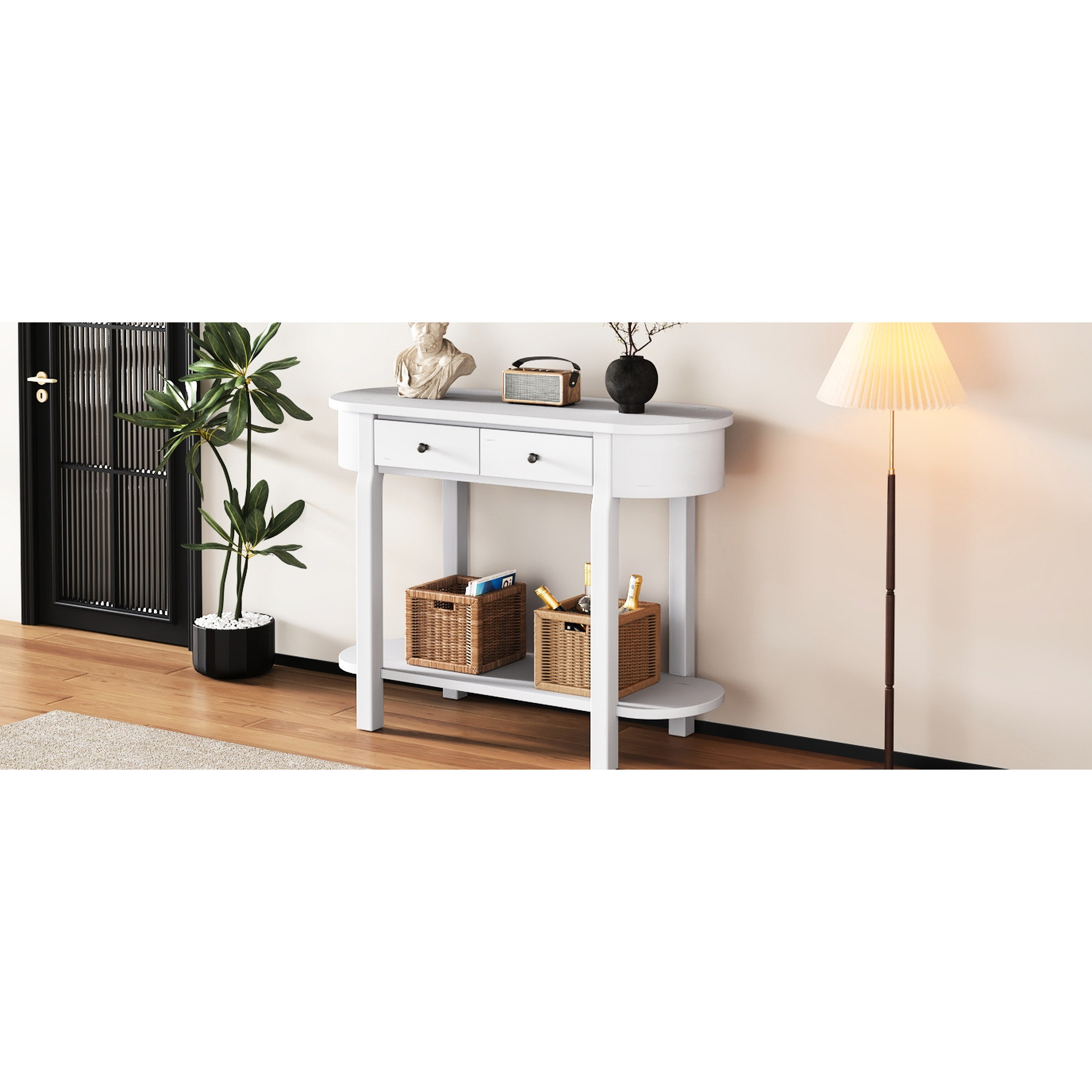 Lark Manor™ Elegant Retro Console Table, 2 Drawers & Storage Shelf For ...