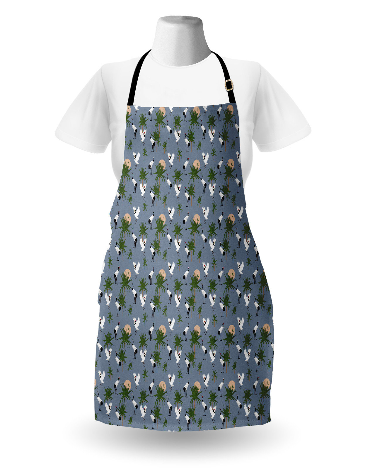 East Urban Home Bird Print Apron Unisex Japanese Cranes and Bush Adult ...