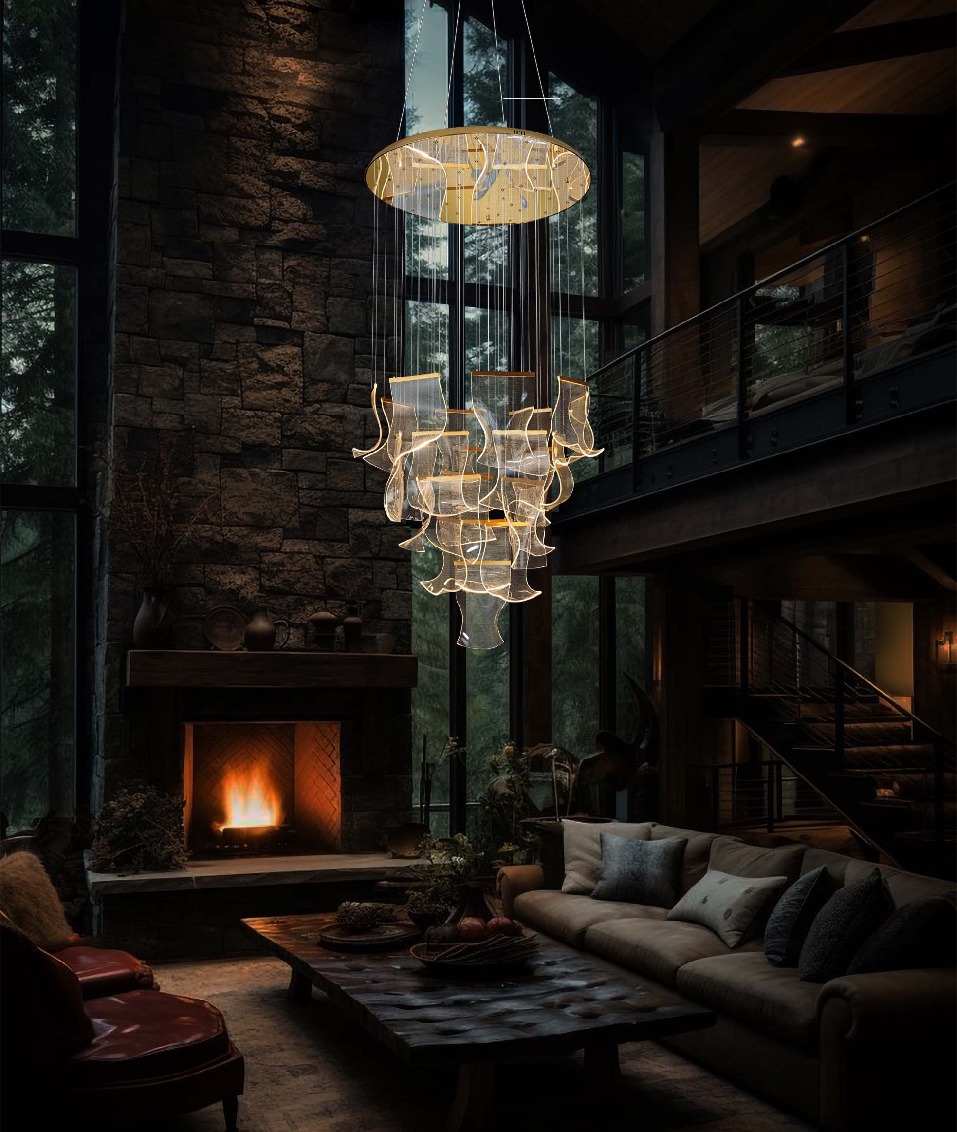 Orren Ellis Luxury Acrylic Chandelier 40" Wide 24 Lights Gold Led Multi ...