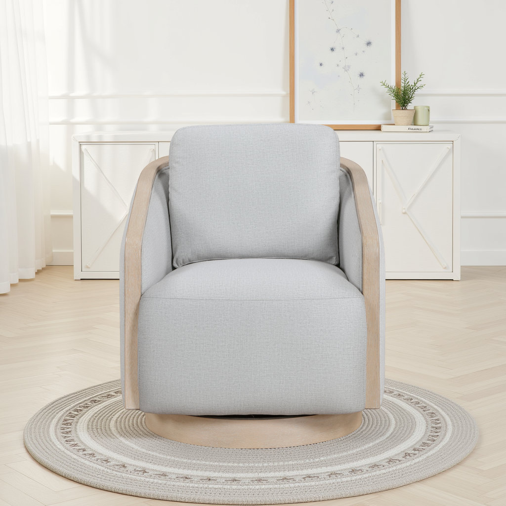 Ebern Designs Grey Swivel Accent Chair - Modern 360° Rotating Lounge ...