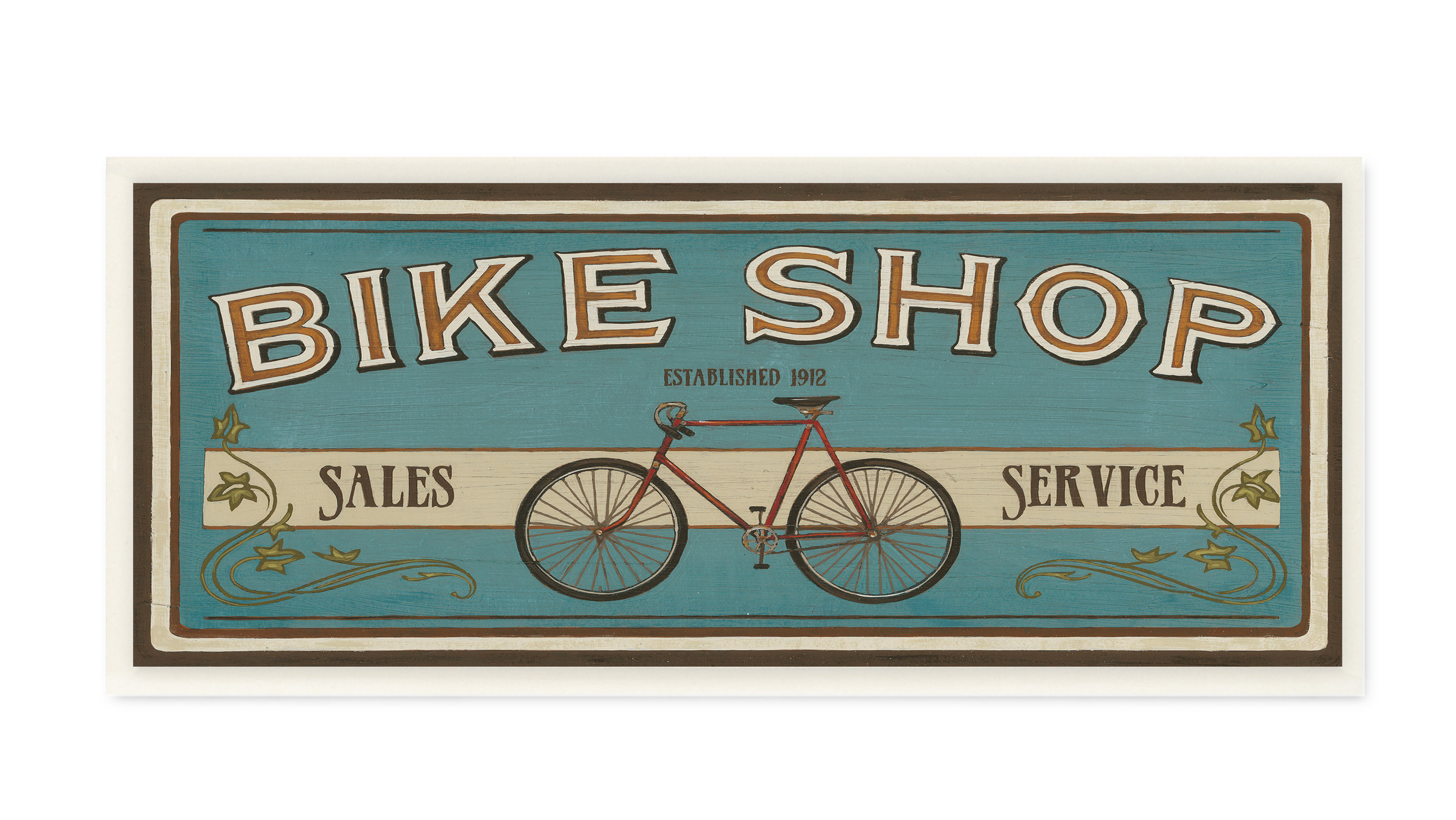 Stupell Industries 'Blue Bike Shop Store Sign' Vintage Advertisement ...