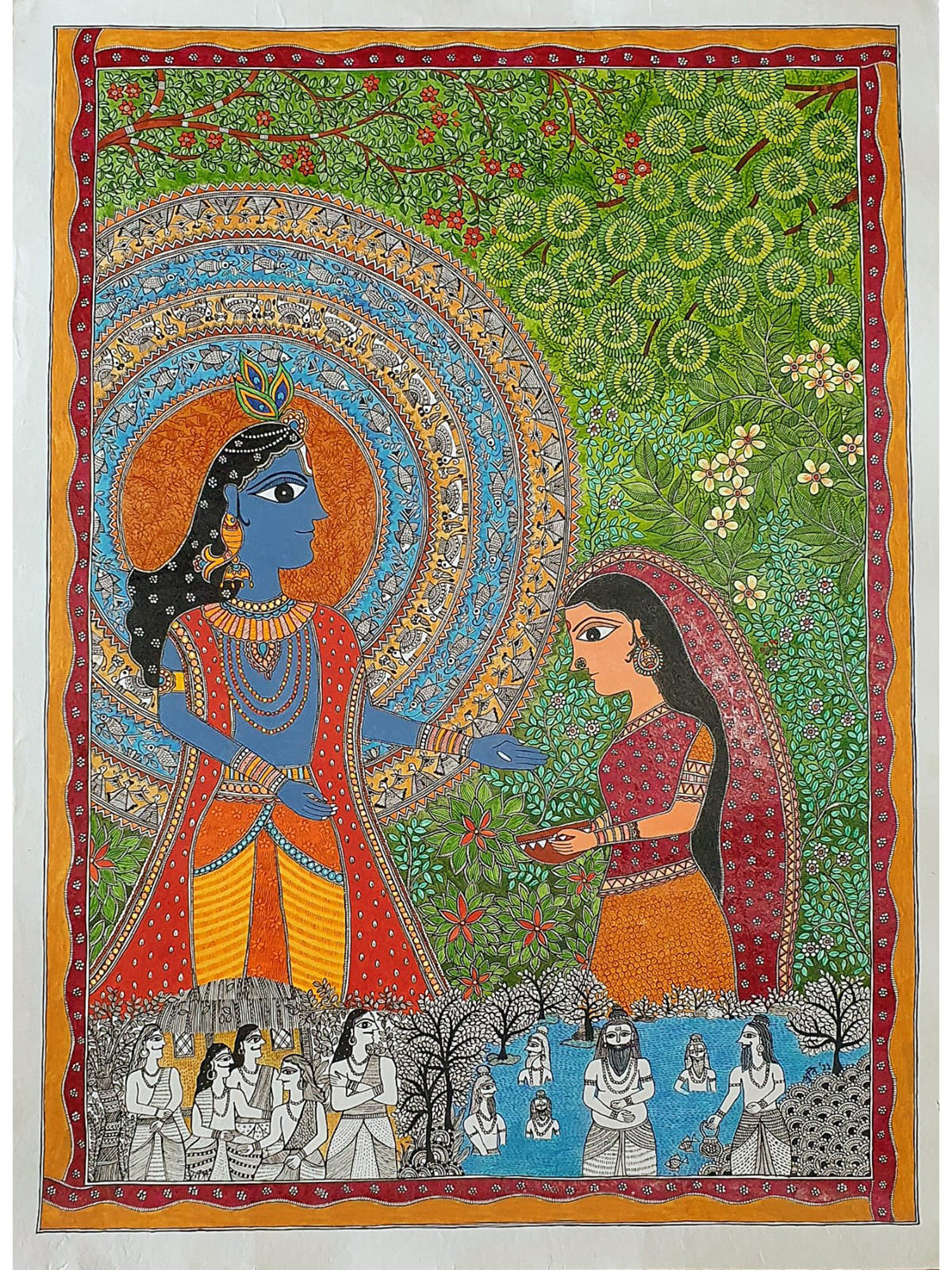 Exotic India The Akshaypatra - Lord Krishna | Acrylic On Handmade Paper ...