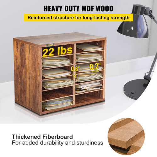 VEVOR Manufactured Wood 12 Compartment Mailroom Table Accessory ...