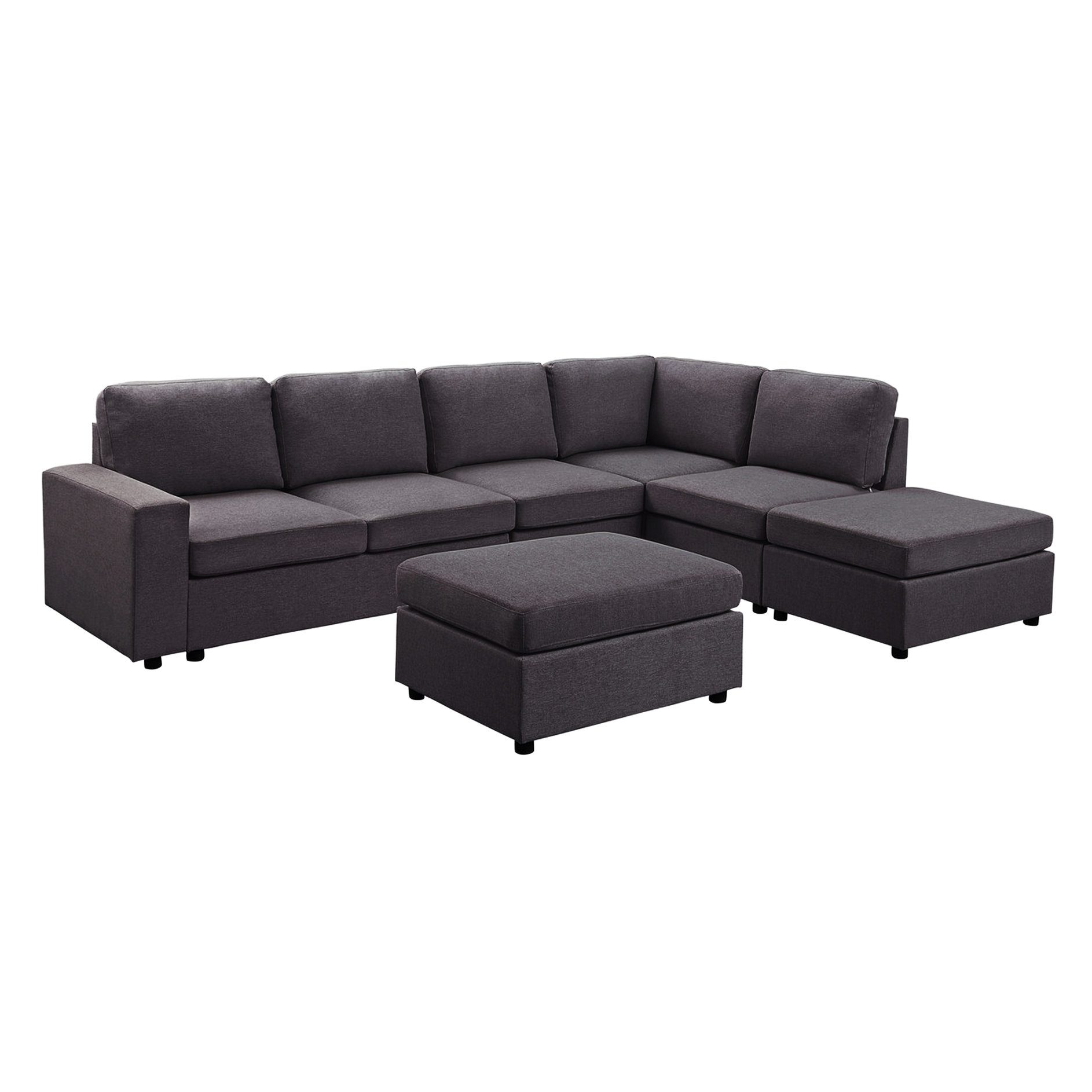 Latitude Run® Dark Gray Linen Modular With - 6 Seats, Pocket Coil ...
