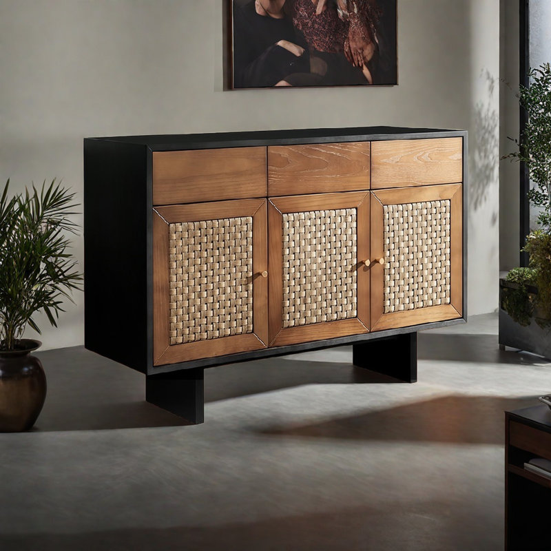 Licalilo Modern Bedroom Storage Cabinet Cane Weave | Wayfair