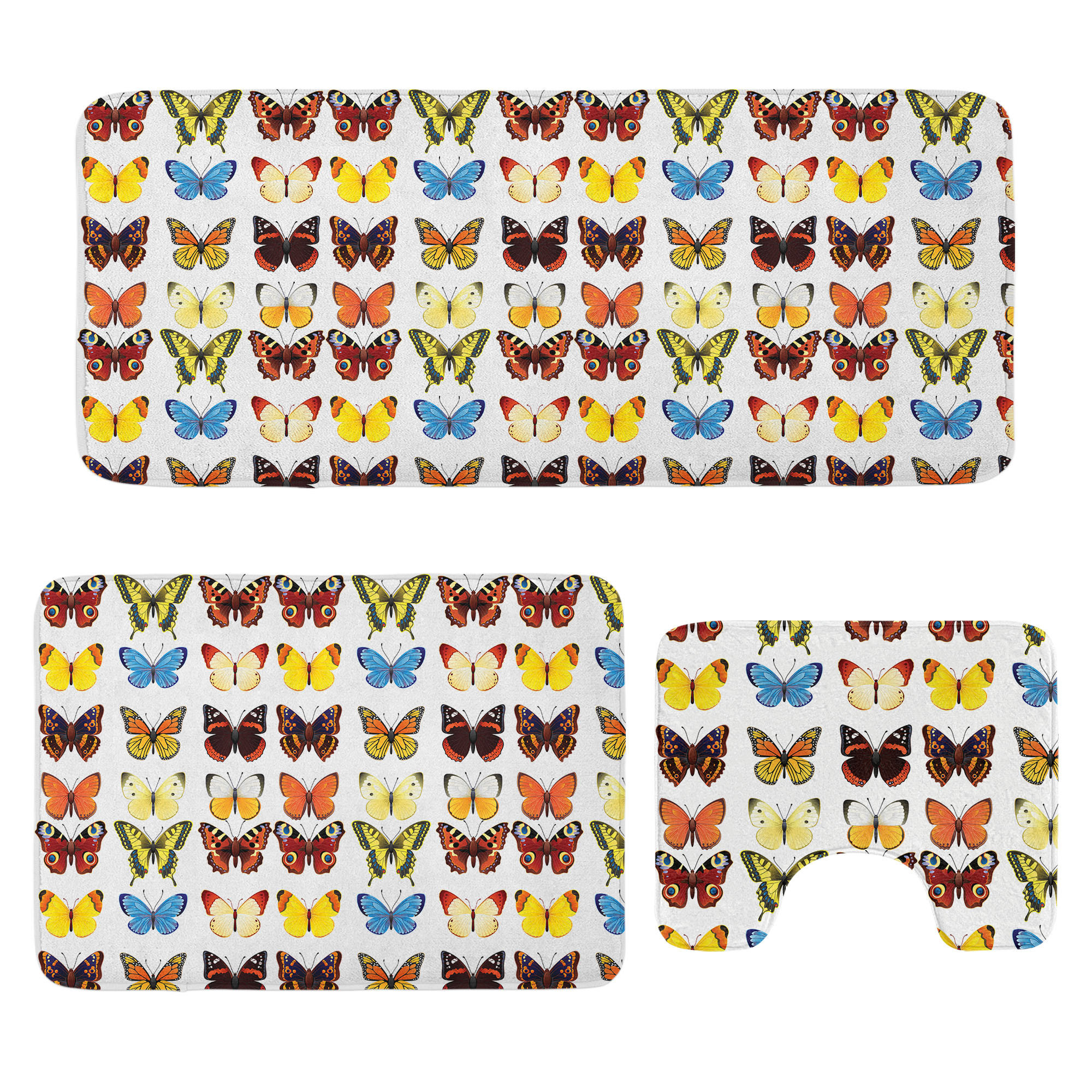 Dakota Fields Butterfly Bathroom Rug Set 3 Pieces U-Shape & Rectangle ...