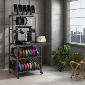 NVAMAA Mobile 3D Printer Stand With Wheels, Heavy-Duty 2-Tier Filament ...