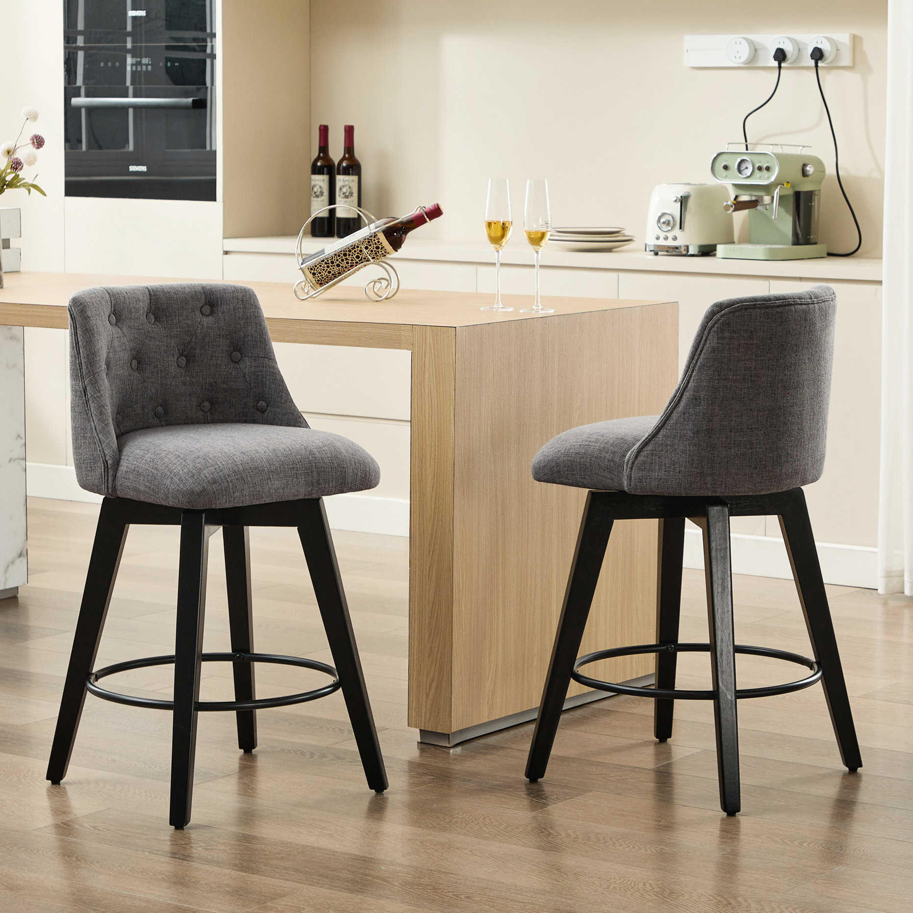 Red Barrel Studio® 25" Swivel Bar Stools Of 2 - Modern Linen ...