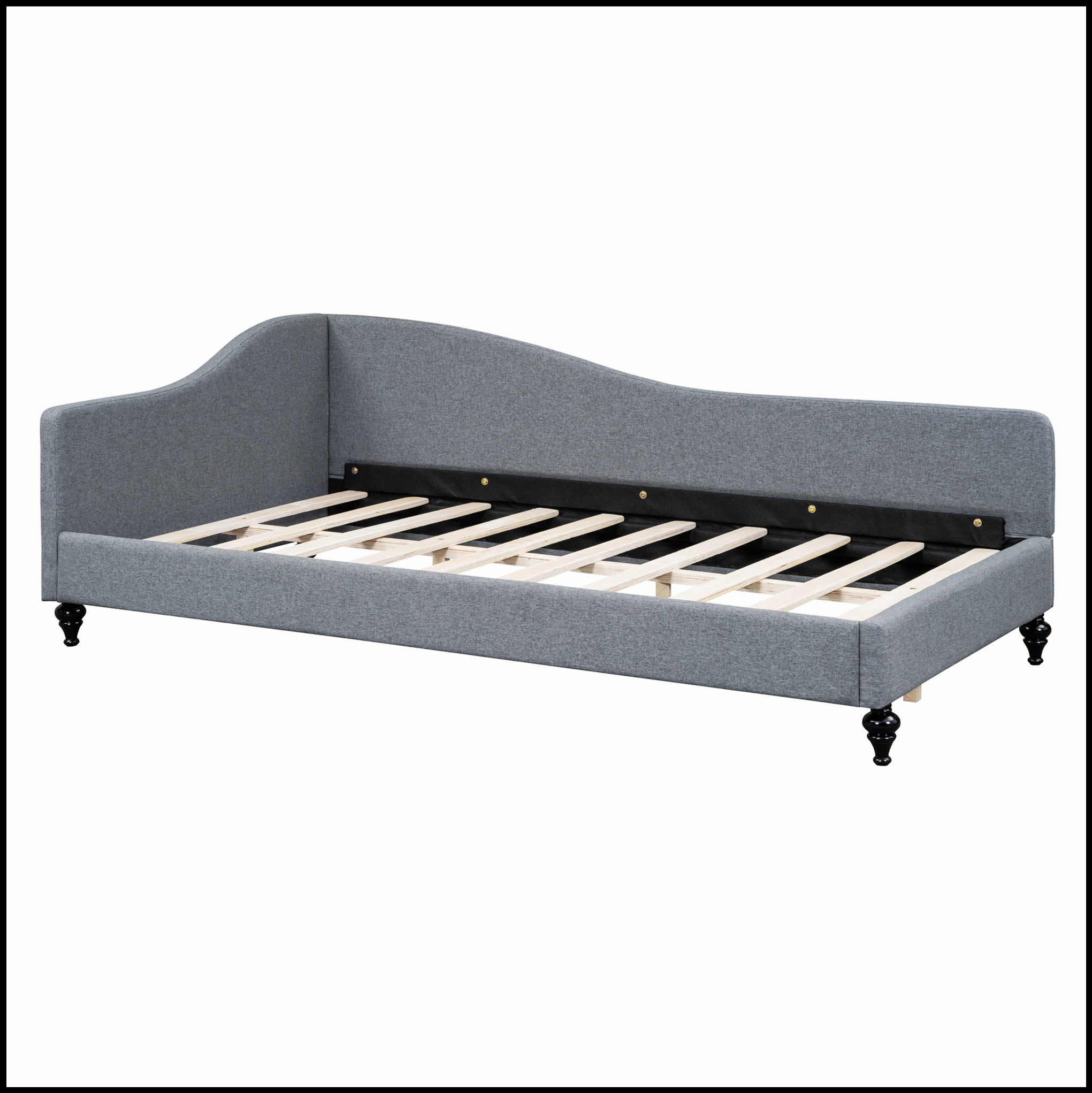 Mercer41 L-Shaped Linen Daybed with Solid Wood Legs, Perfect for Modern ...