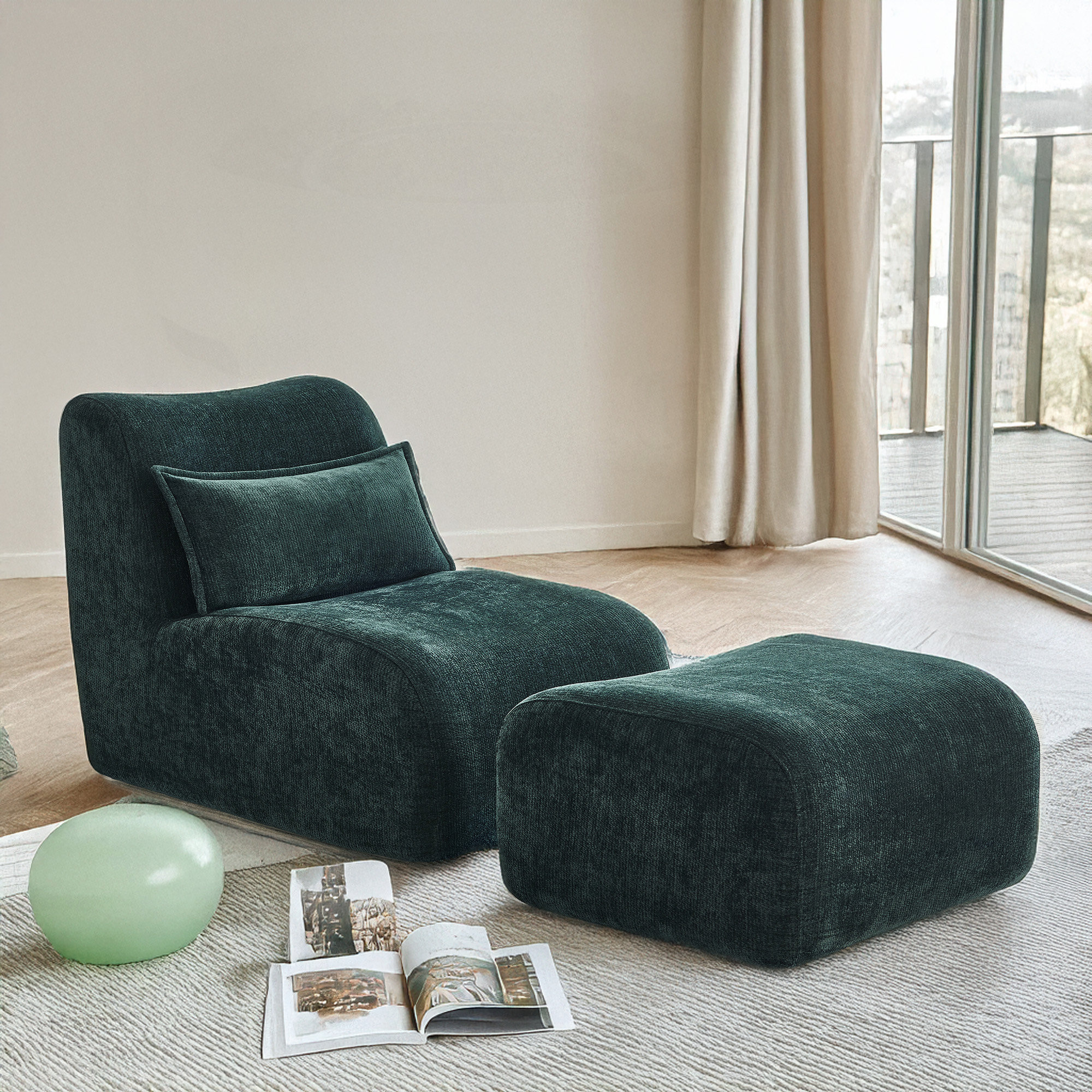 Wrought Studio™ Comfortable Compact Lounge Chair with Versatile Ottoman ...